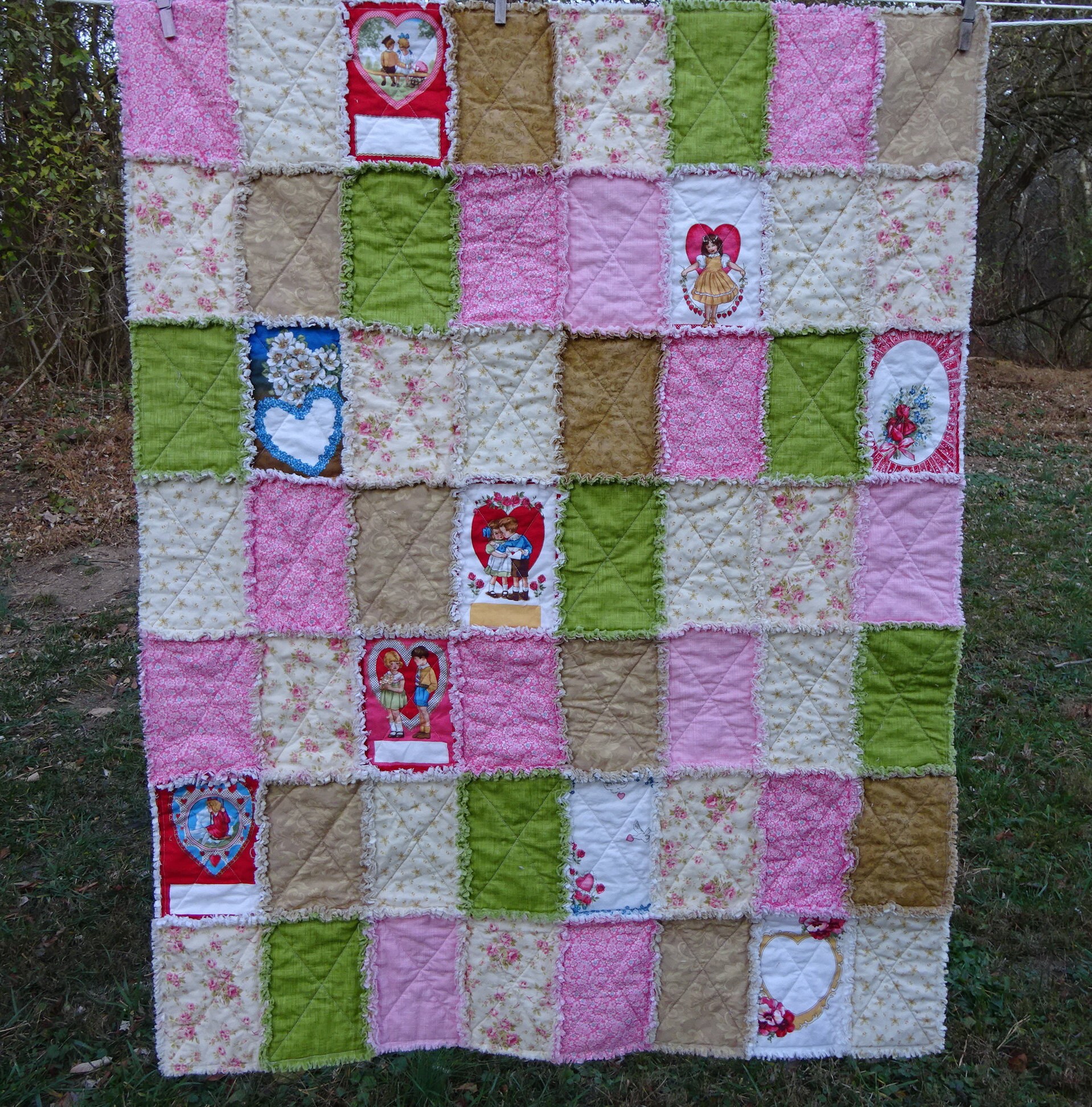 Rag Quilt Rag Quilt Throw Patchwork Quilt Sofa Throw Lap - Etsy España