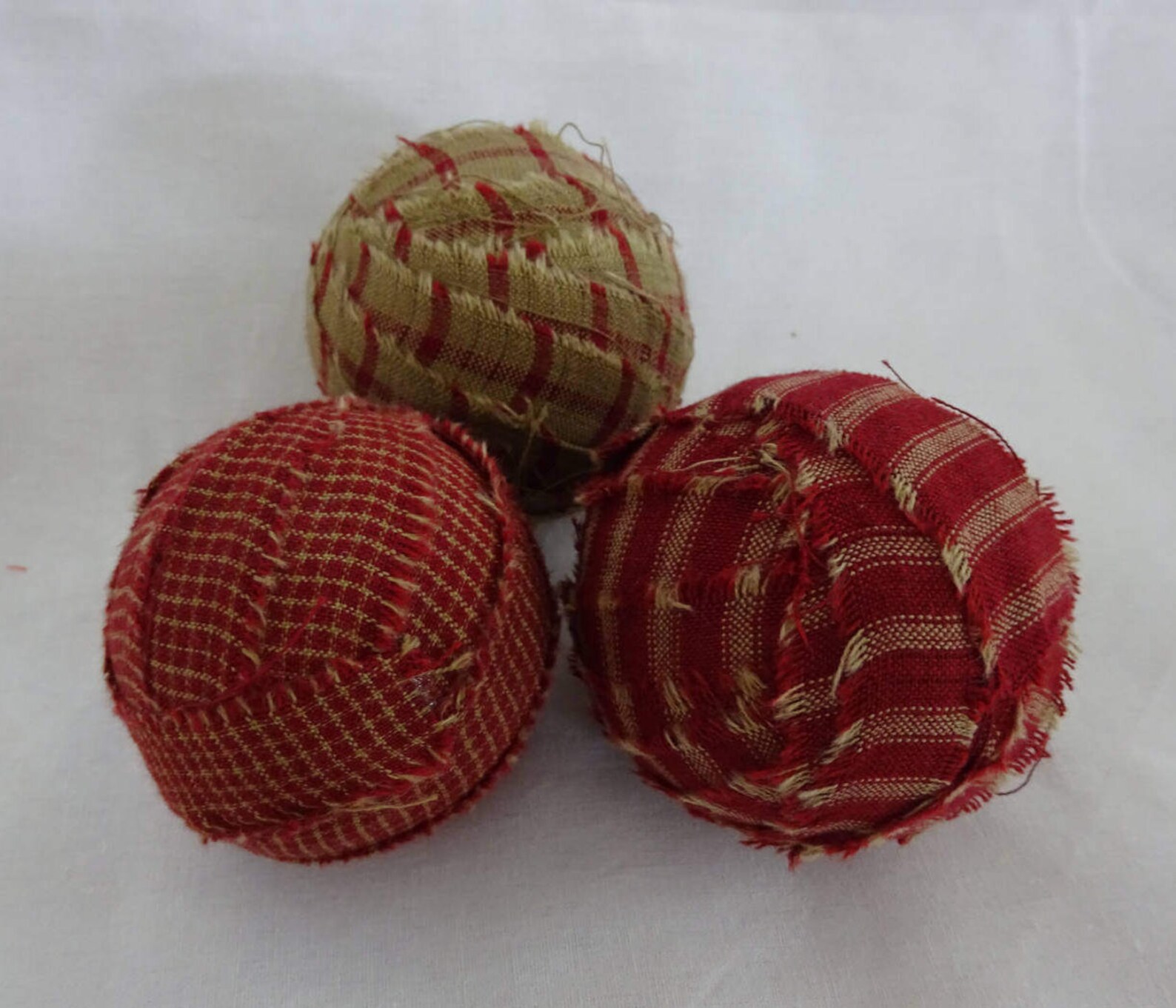 Rag Balls, Homespun Rag Balls, Easter Basket Filler, Red Rag Balls ...