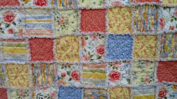 Rag Quilt Patchwork Rag Quilt Sofa Throw Lap Blanket - Etsy