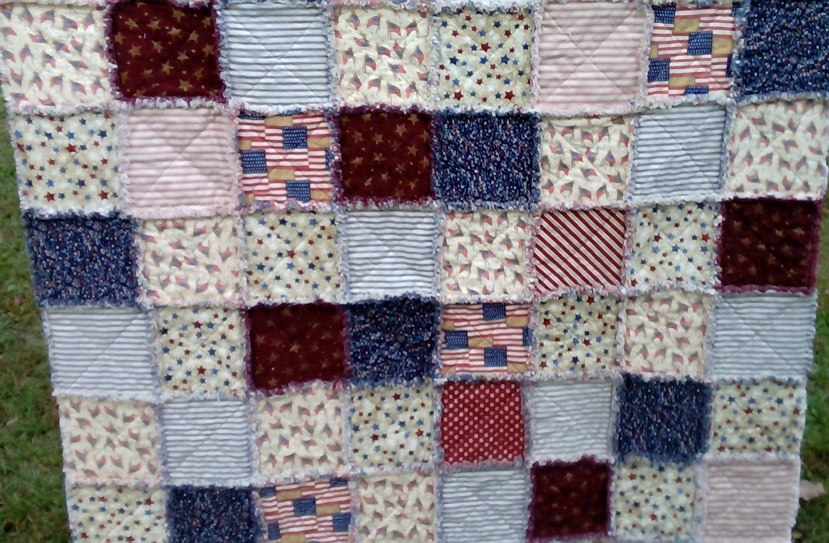 Patriotic Rag Quilt Red White and Blue Rag Quilt Patchwork - Etsy