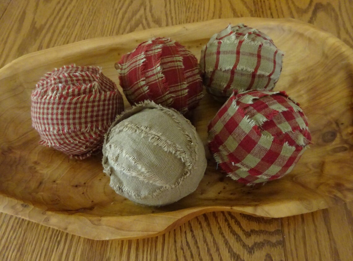Rag Balls, Primitive Decor, Primitive Rag Balls, Homespun Rag Balls ...