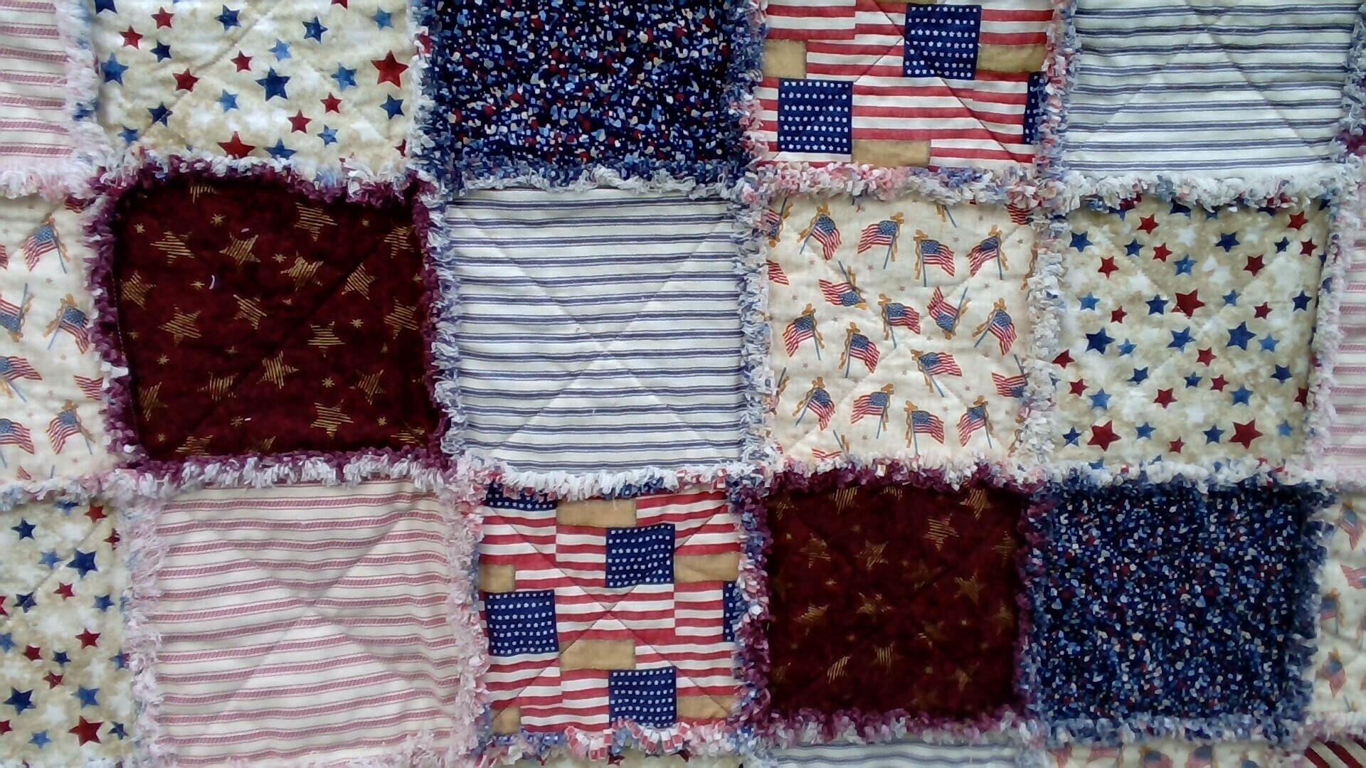 Patriotic Rag Quilt Red White and Blue Rag Quilt Patchwork - Etsy