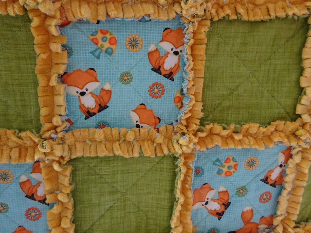 Rag Quilt, Wildlife Baby Quilt, Baby Rag Quilt, Fox Rag Quilt, Wildlife ...