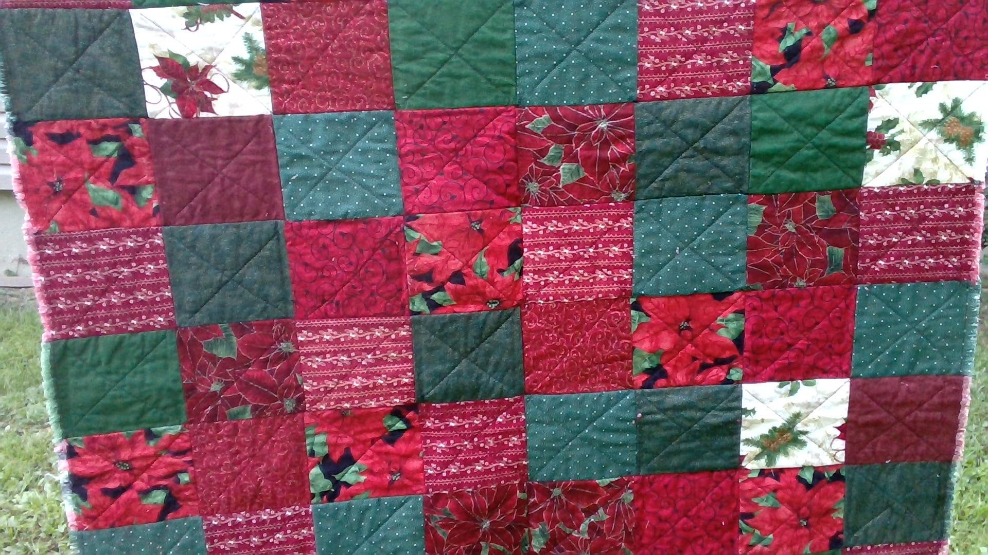 Christmas Rag Quilt Rag Quilt Patchwork Rag Quilt Homespun - Etsy