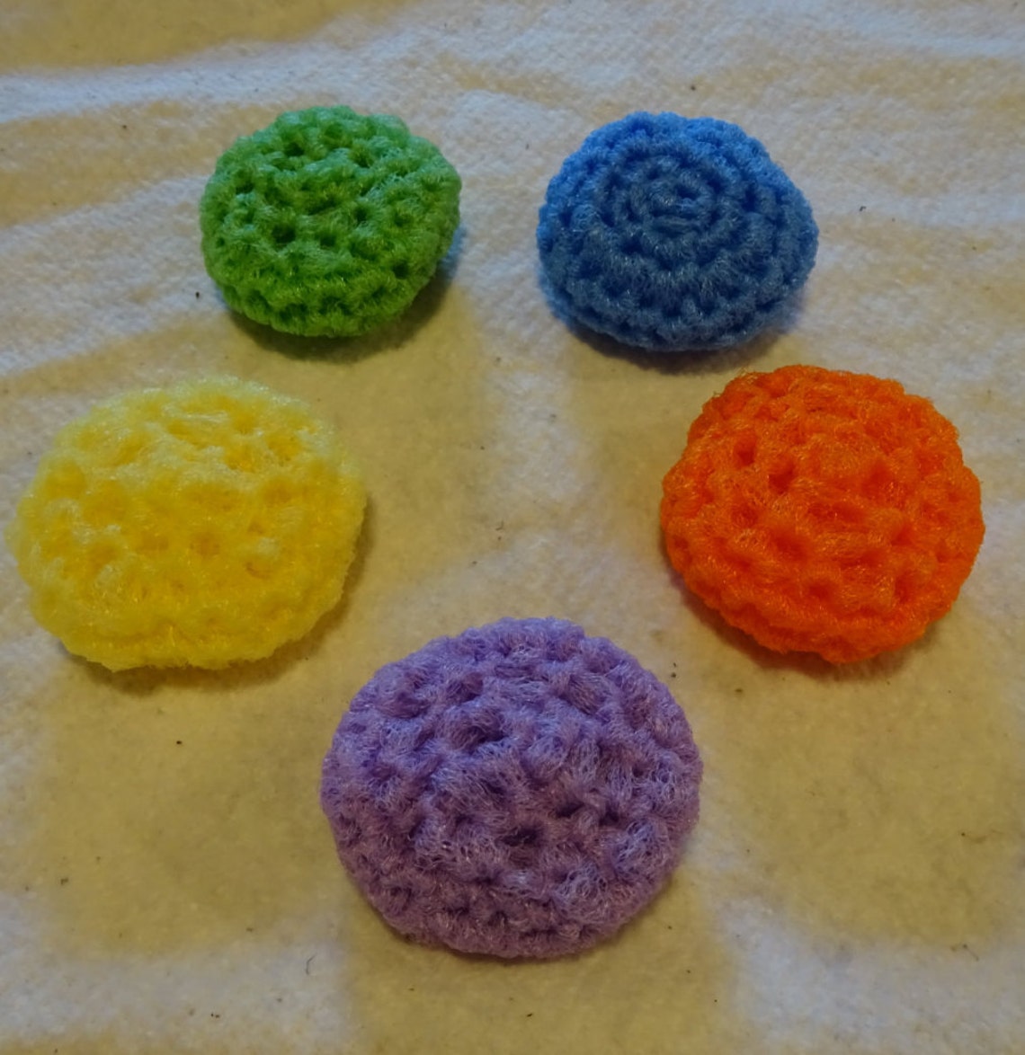 Dish Scrubbies, Set of Five Scrubbies, Nylon Scrubbies, Crocheted ...