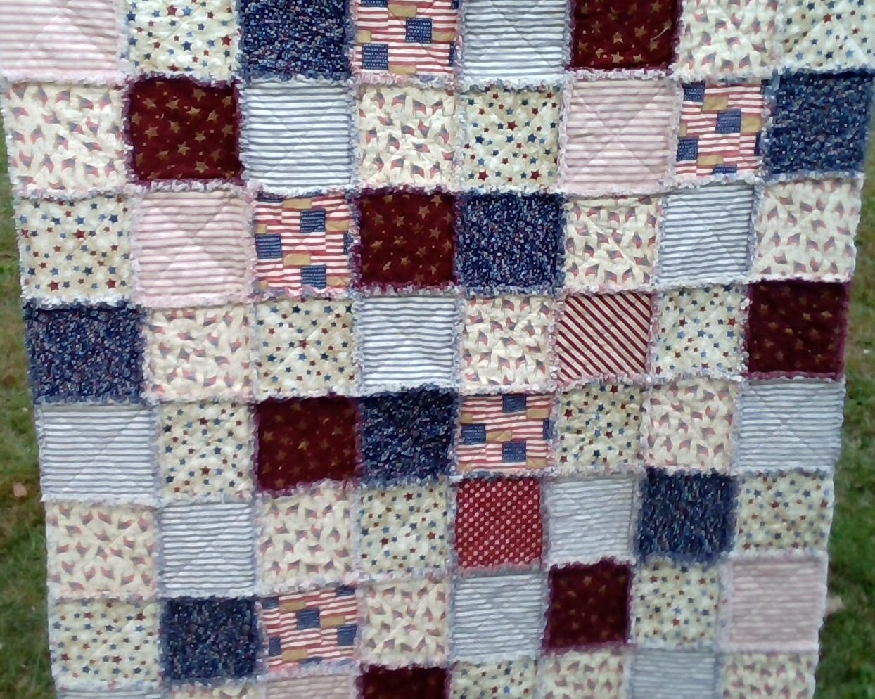 Patriotic Rag Quilt Red White and Blue Rag Quilt Patchwork - Etsy