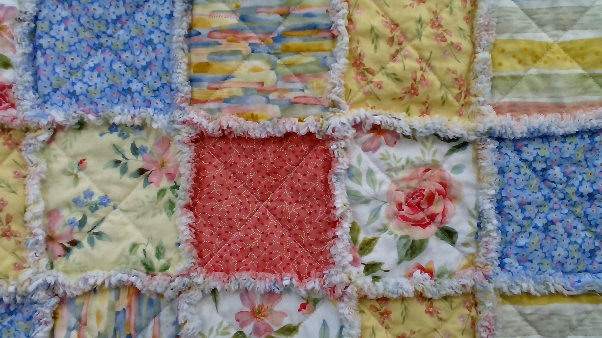 Rag Quilt Patchwork Rag Quilt Sofa Throw Lap Blanket | Etsy