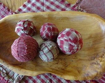 Rag Balls, Homespun Rag Balls, Christmas Bowl Filler, Christmas Rag ...