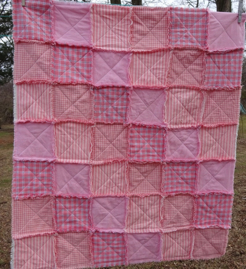 Rag Quilt, Patchwork Rag Quilt, Homespun Rag Quilt, Sofa Throw, Lap ...
