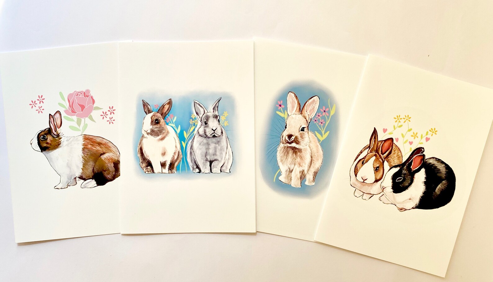 Rabbit Greeting Cards Set of 4 - Etsy