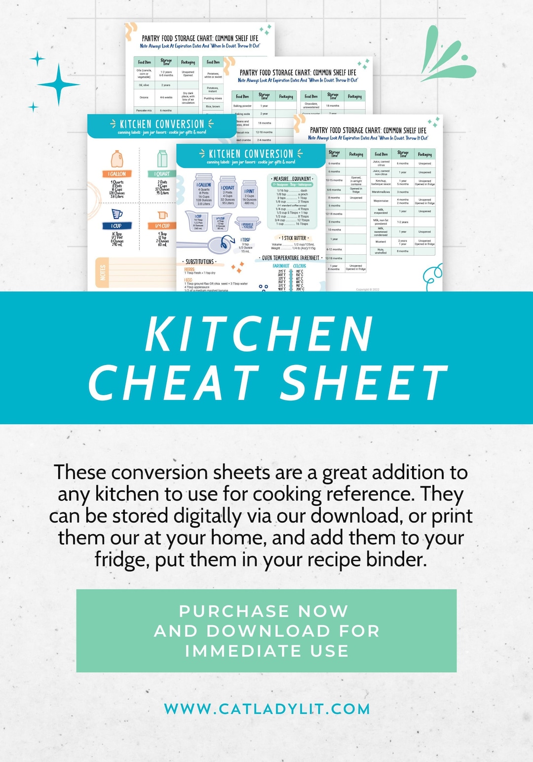 Kitchen Conversion & Shelf Life Downloadable PDF - Etsy