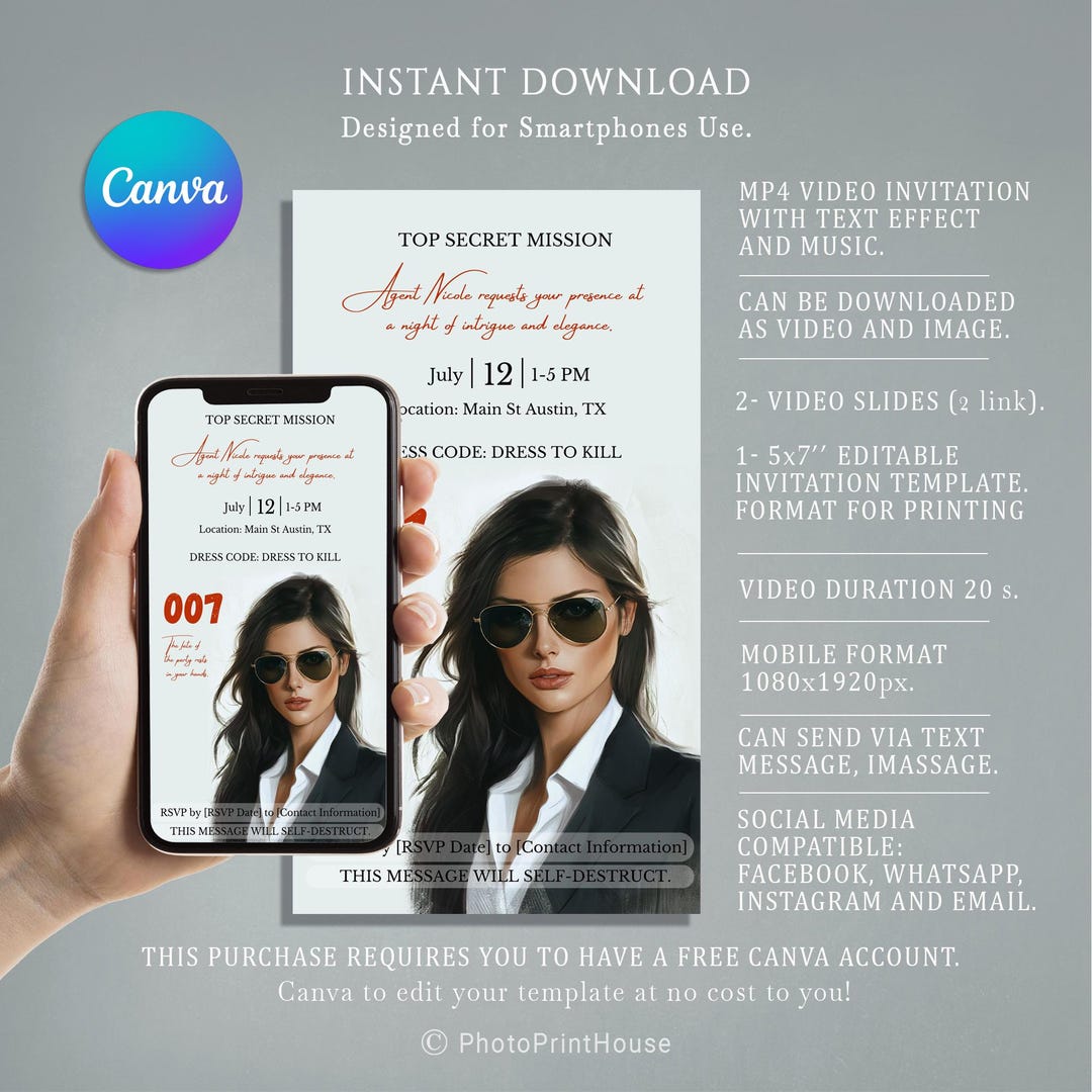 Digital Birthday Dinner Invite 007. Motion and Style With Canva ...