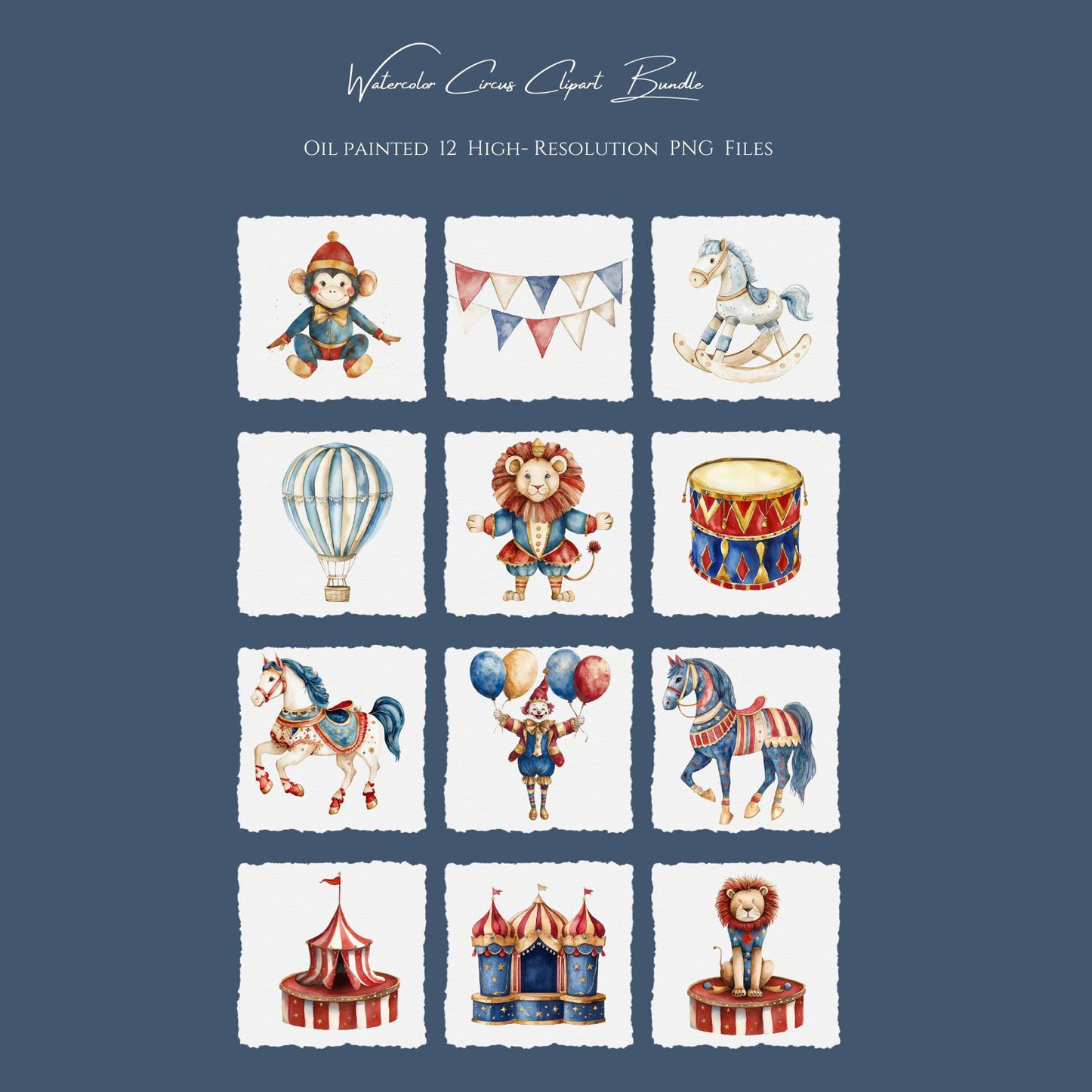 Circus Watercolor Clipart. Transparent Background PNG 12+2 Files - Etsy