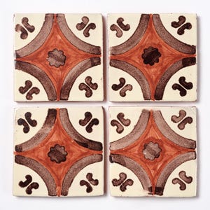Vintage 1980s Hand Painted Rust Mexican Tiles, 11 Sq Ft Lot 88 Piece ...