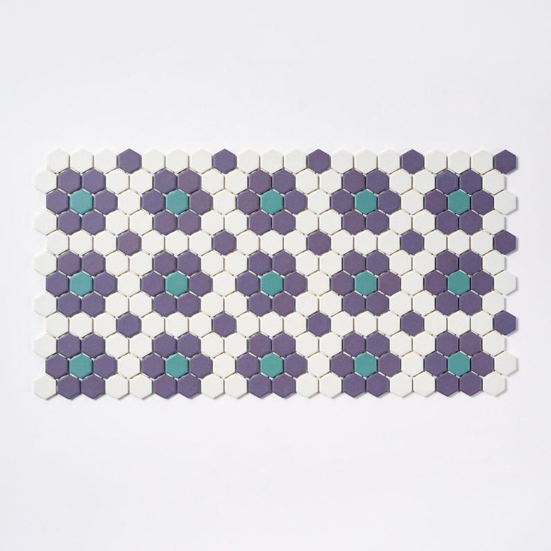 1990s Daltile Floral Mosaic Floor Tile, 273 Sq Ft Available - 21 Sq Ft ...