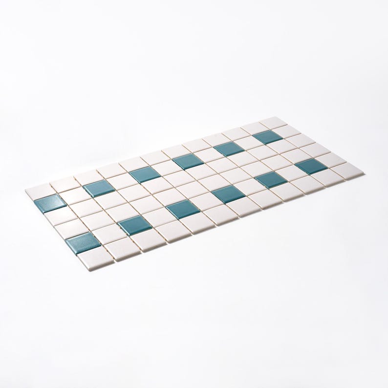 1980s American Olean Grey/ Teal Floor Tile, 24 Sq Ft Lot 12 Piece Set ...