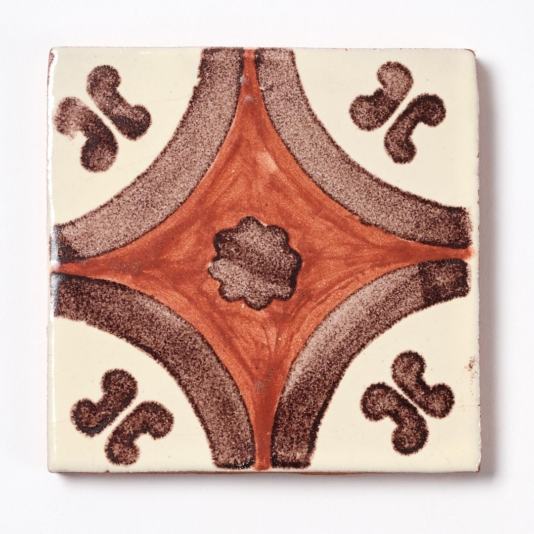Vintage 1980s Hand Painted Rust Mexican Tiles, 11 Sq Ft Available - Etsy
