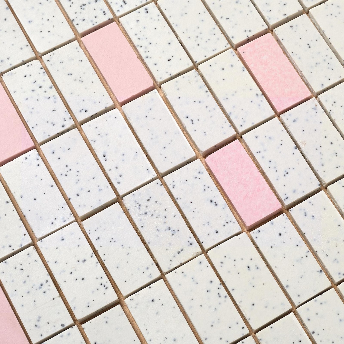 Vintage Japanese 1960s Pink & Gray Floor Tile, 20 Sq Ft Lot 9 Piece Set ...