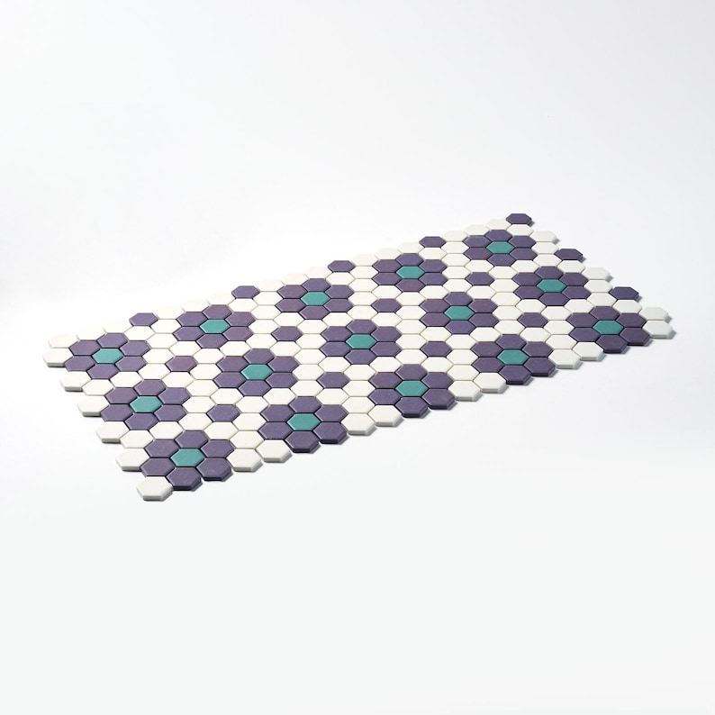 1990s Daltile Floral Mosaic Floor Tile, 273 Sq Ft Available - 21 Sq Ft ...