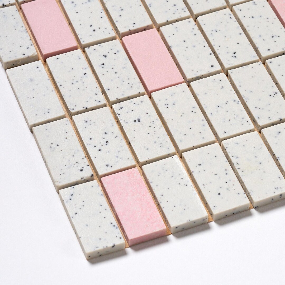 VICO 1950s Japanese Pink & Gray Soldier Course Floor Tile, 80 Sq Ft ...