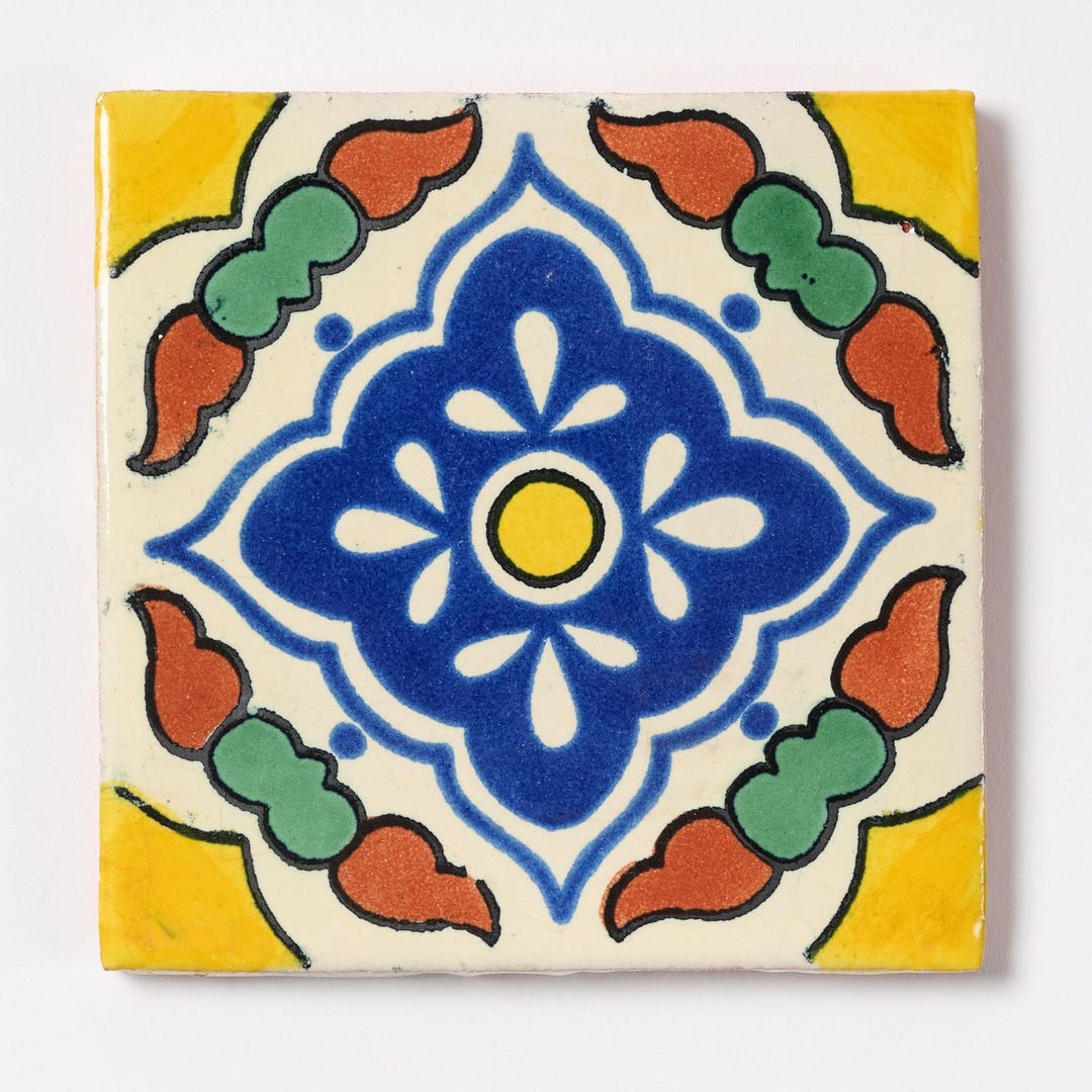 1990s Hand Painted Traditional Talavera Mexican Tiles, 20 Sq Ft ...