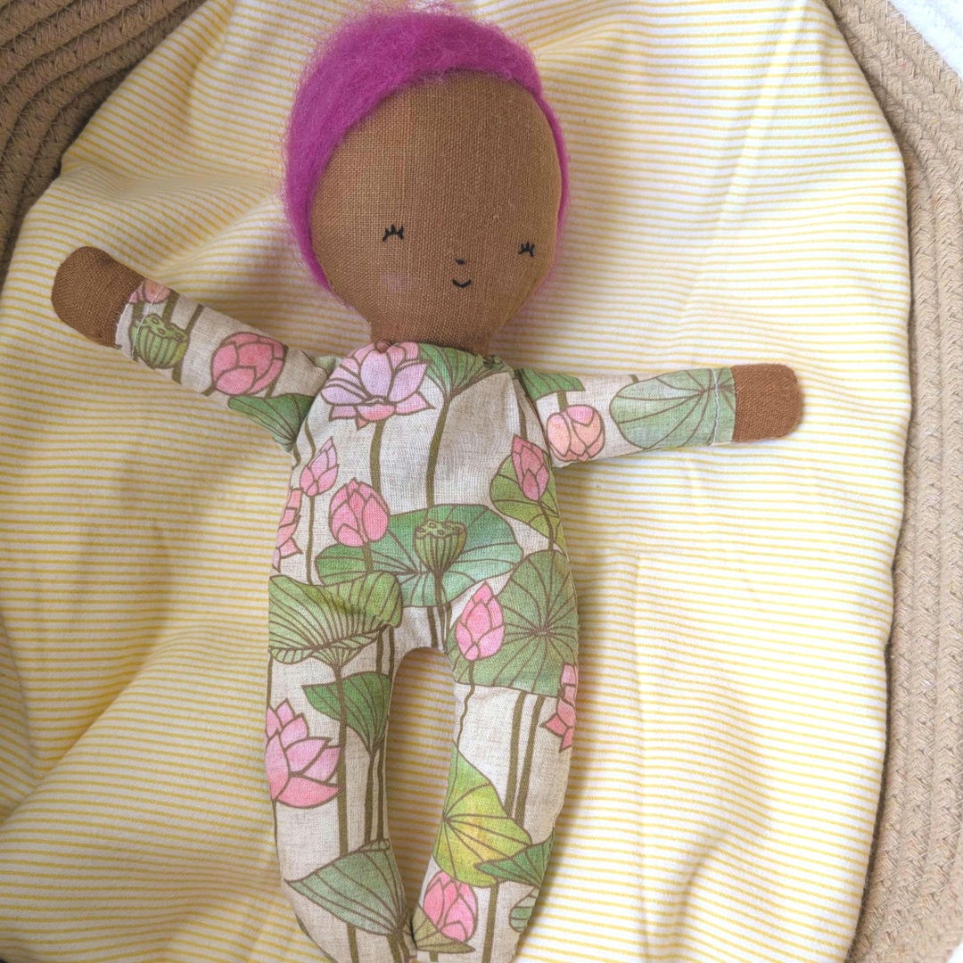 Handmade Heirloom Doll – Lotus Birth Flower Doll, July Birthday Gift ...