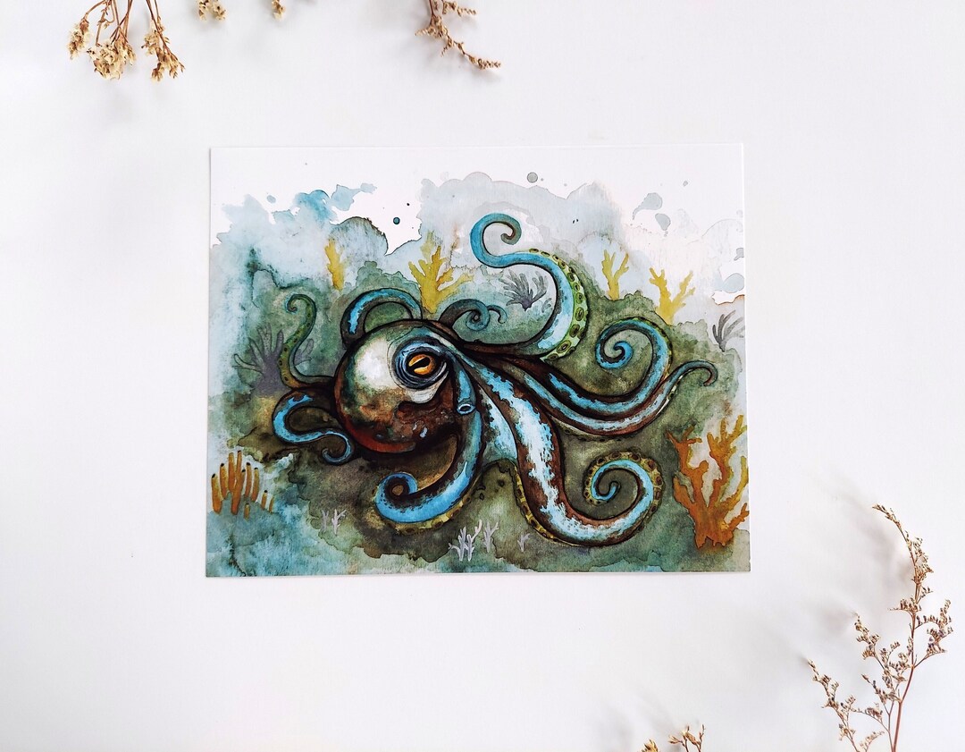 Octopus Art, Octopus Painting, Watercolor Print, Ocean Art, Octopus ...