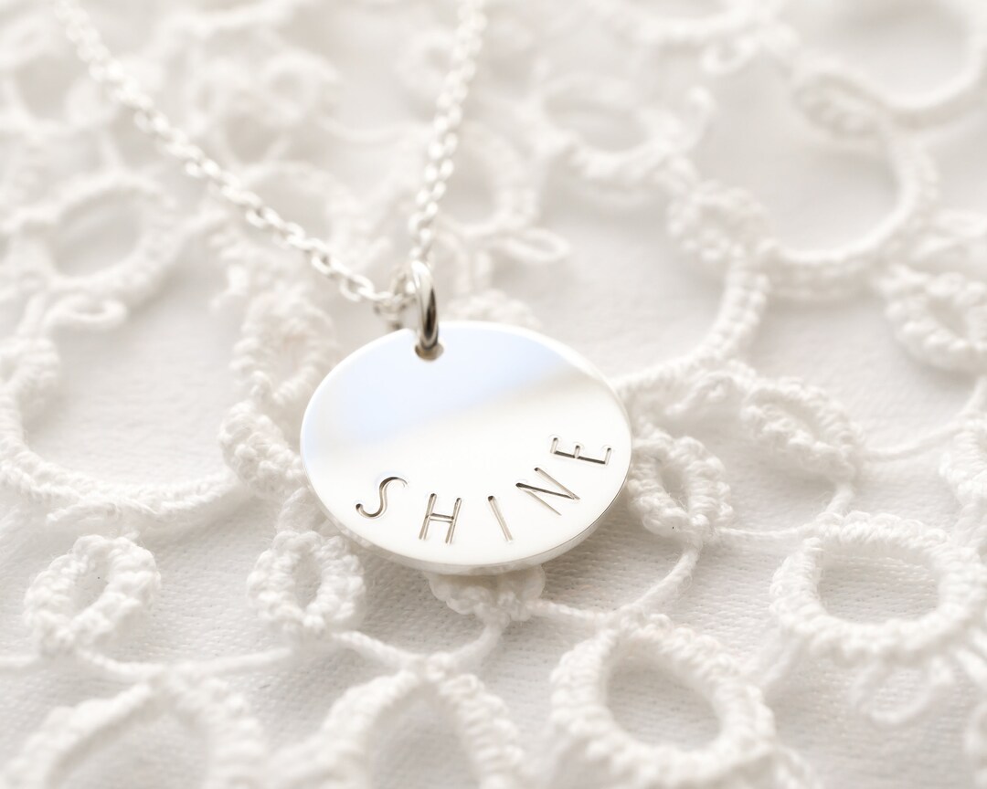 Sterling Silver Shine Necklace, Minimalist Inspirational Jewelry, Word ...