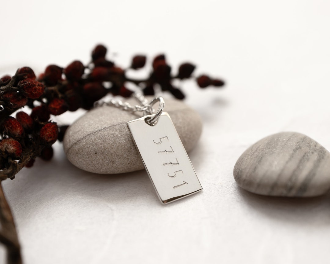 Custom Sterling Silver Zip Code Necklace: Personalized Number Charm - Etsy