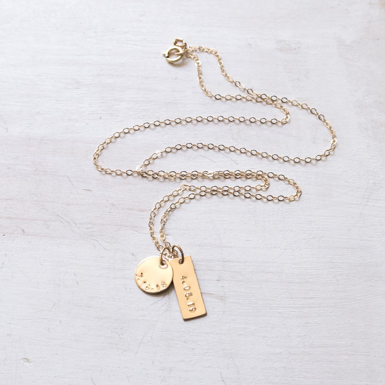 Custom Date Necklace Gold Filled Birthdate Charms | Etsy