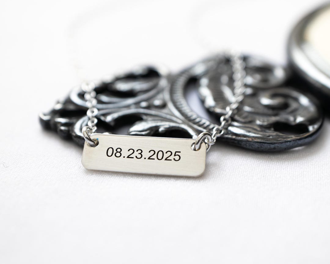 Custom Date Necklace, Sterling Silver, Personalized Tag Choker - Etsy
