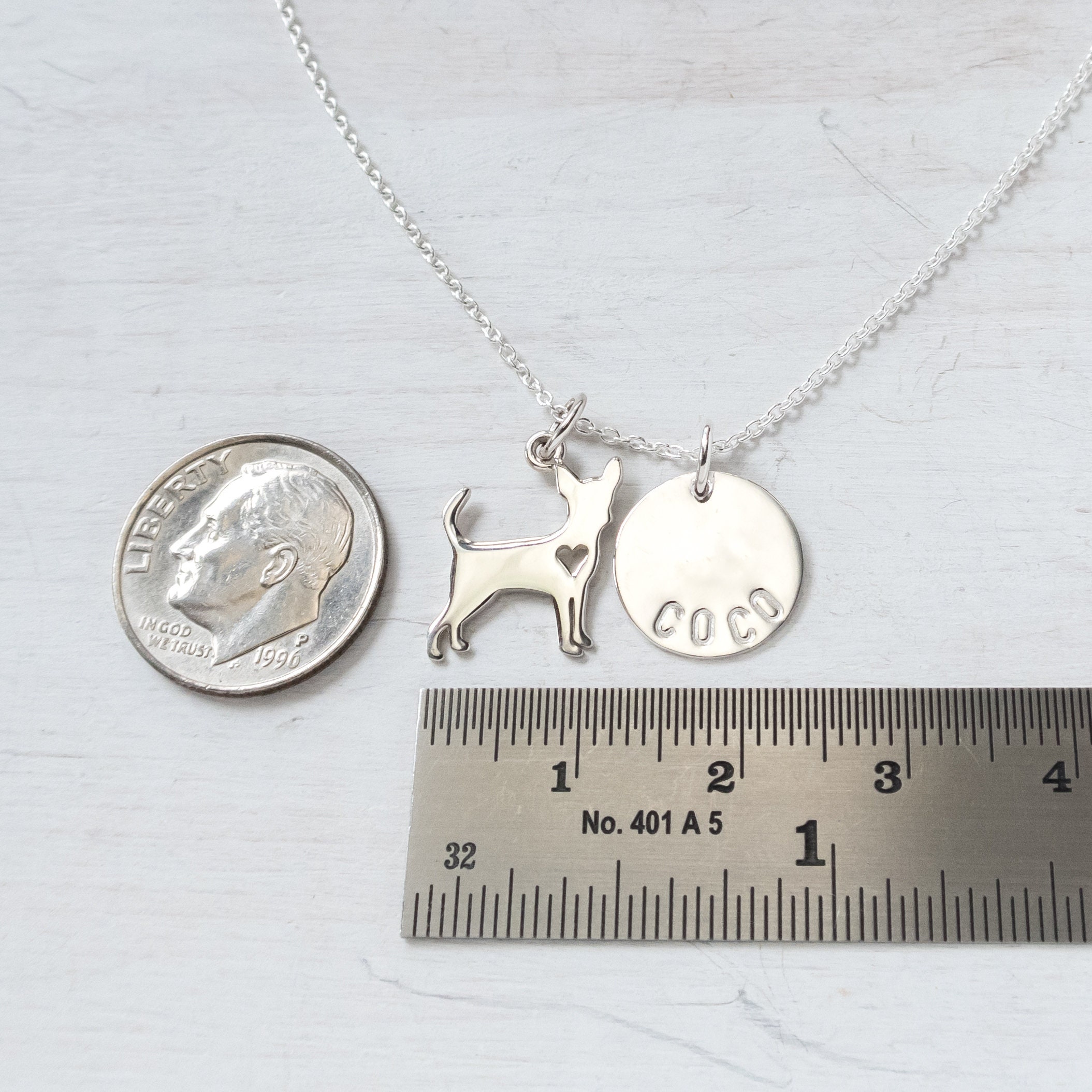 Personalized Chihuahua Necklace, Sterling Silver