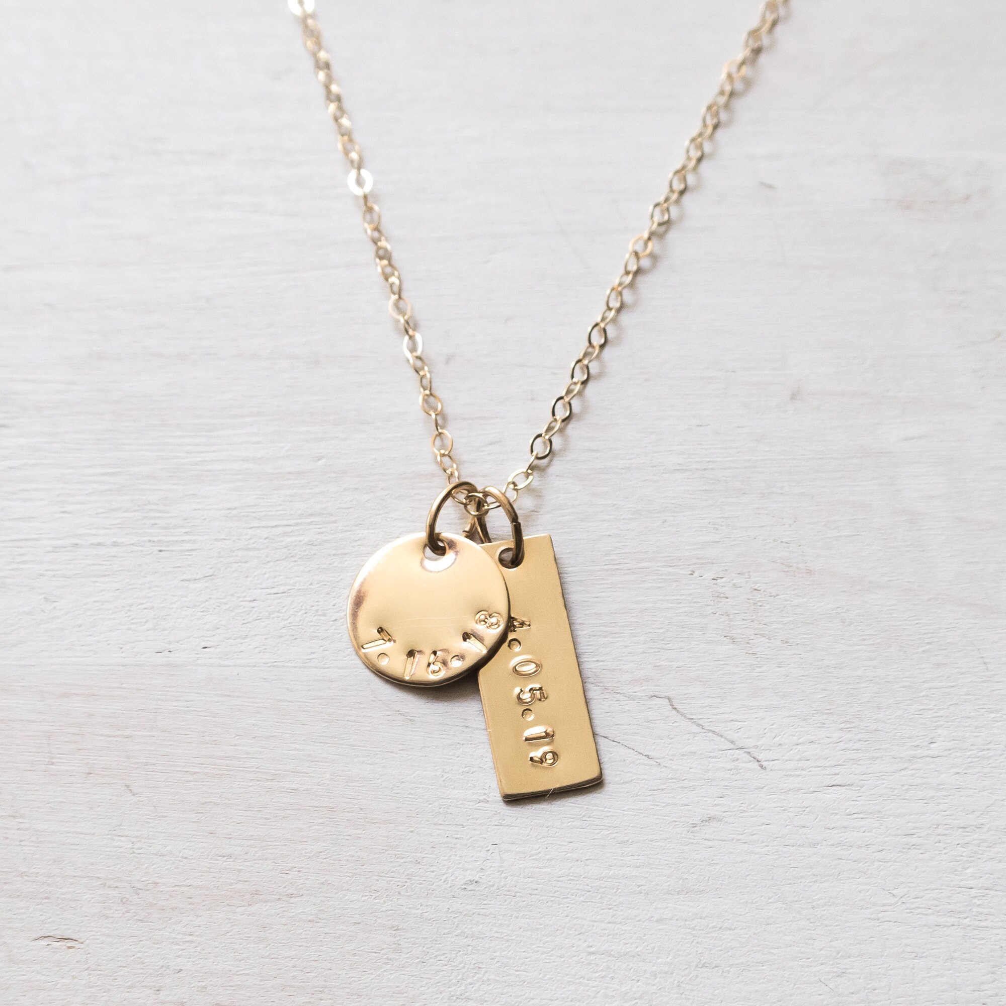 Custom Date Necklace, Gold Filled, Birthdate Charms, Personalized Gift ...