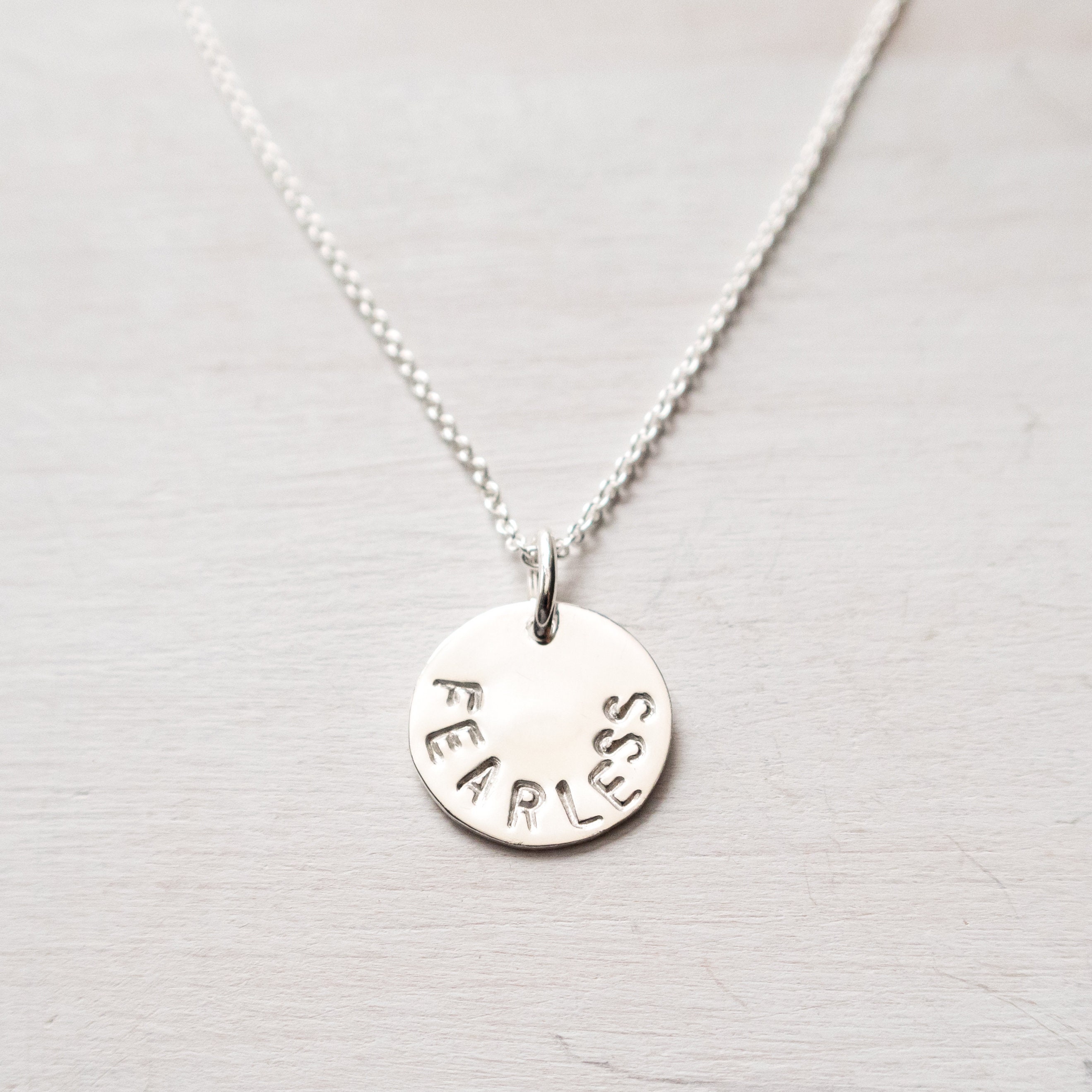 Sterling Silver Fearless Necklace, Inspirational Jewelry, Word Necklace ...
