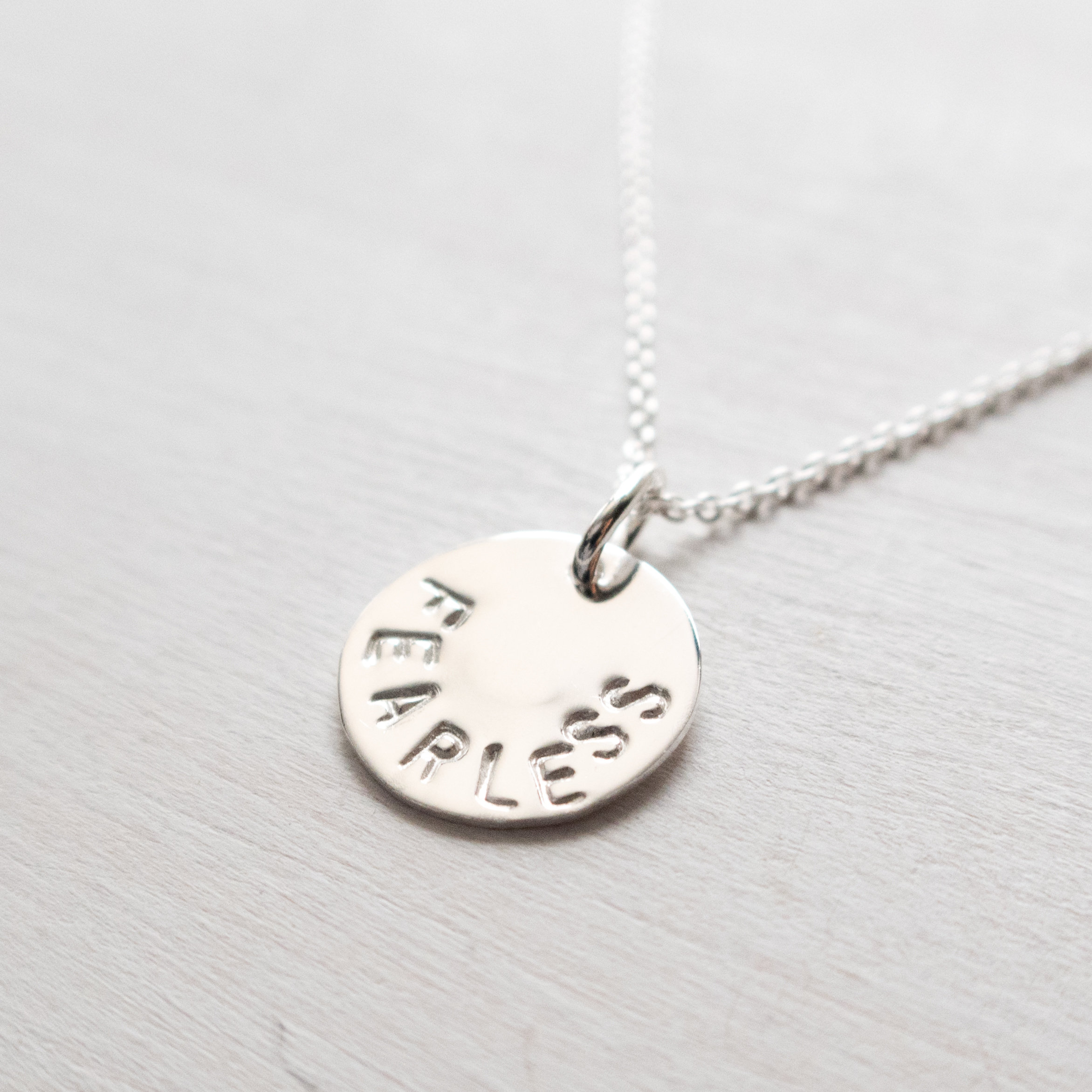 Sterling Silver Fearless Necklace, Inspirational Jewelry, Word Necklace ...