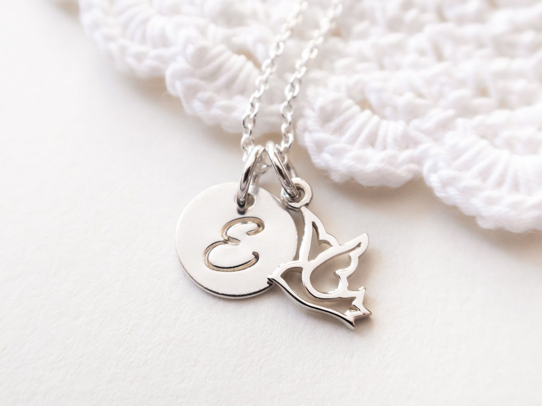 Personalized Confirmation Necklace, Sterling Silver Dove Charm With ...
