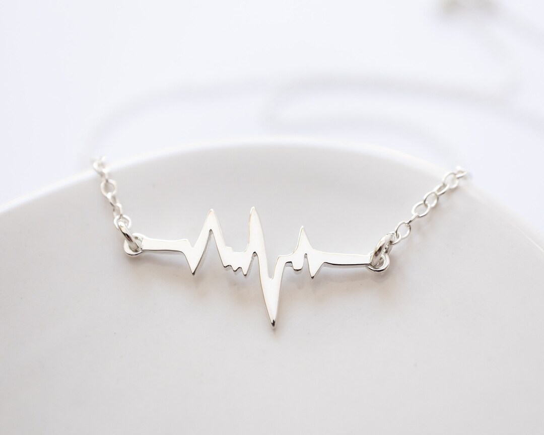 Sterling Silver Heartbeat Necklace: ECG EKG Heart Rhythm Jewelry - Etsy