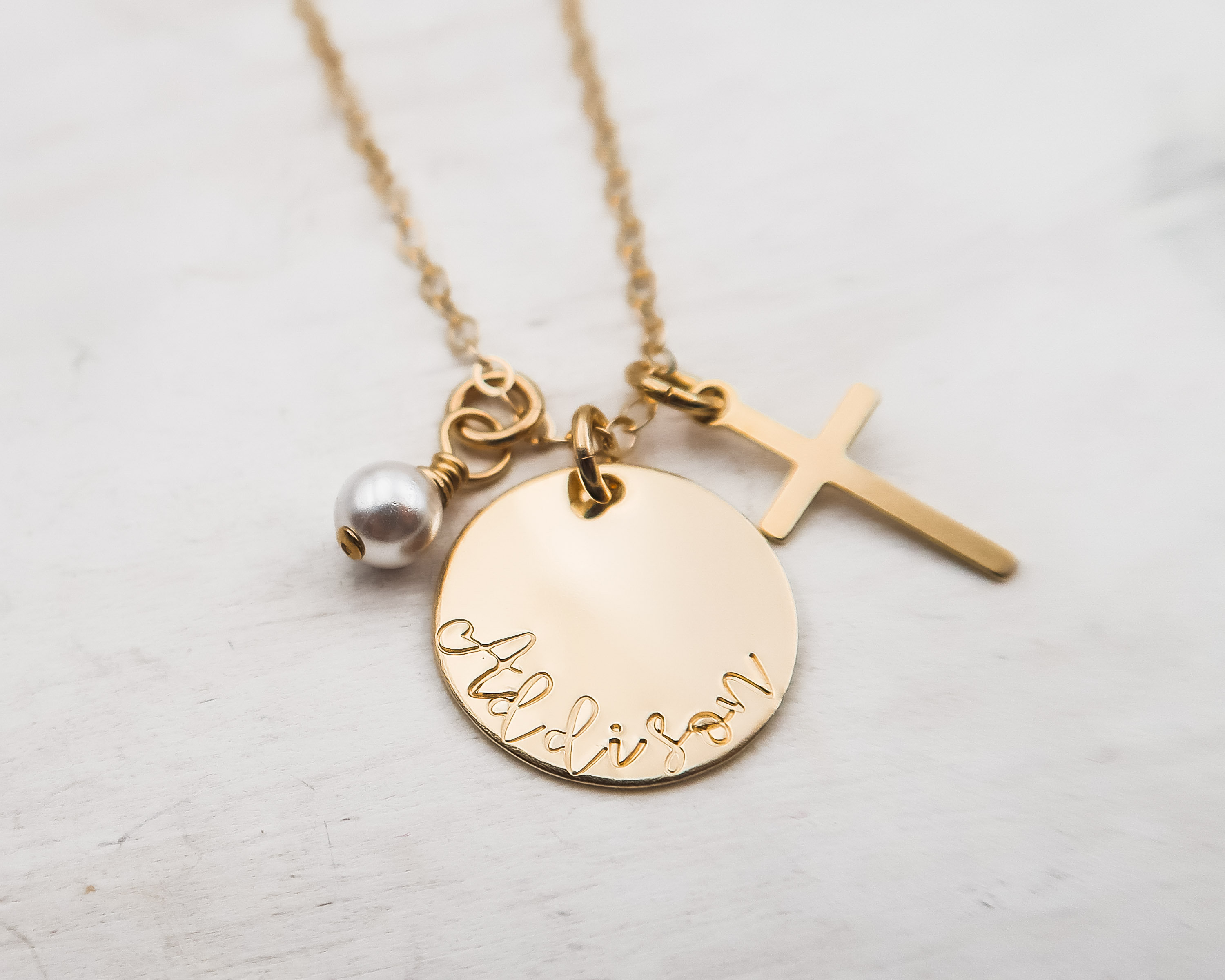 Tiny Cross Necklace Personalized with Name, First Communion Gift For ...