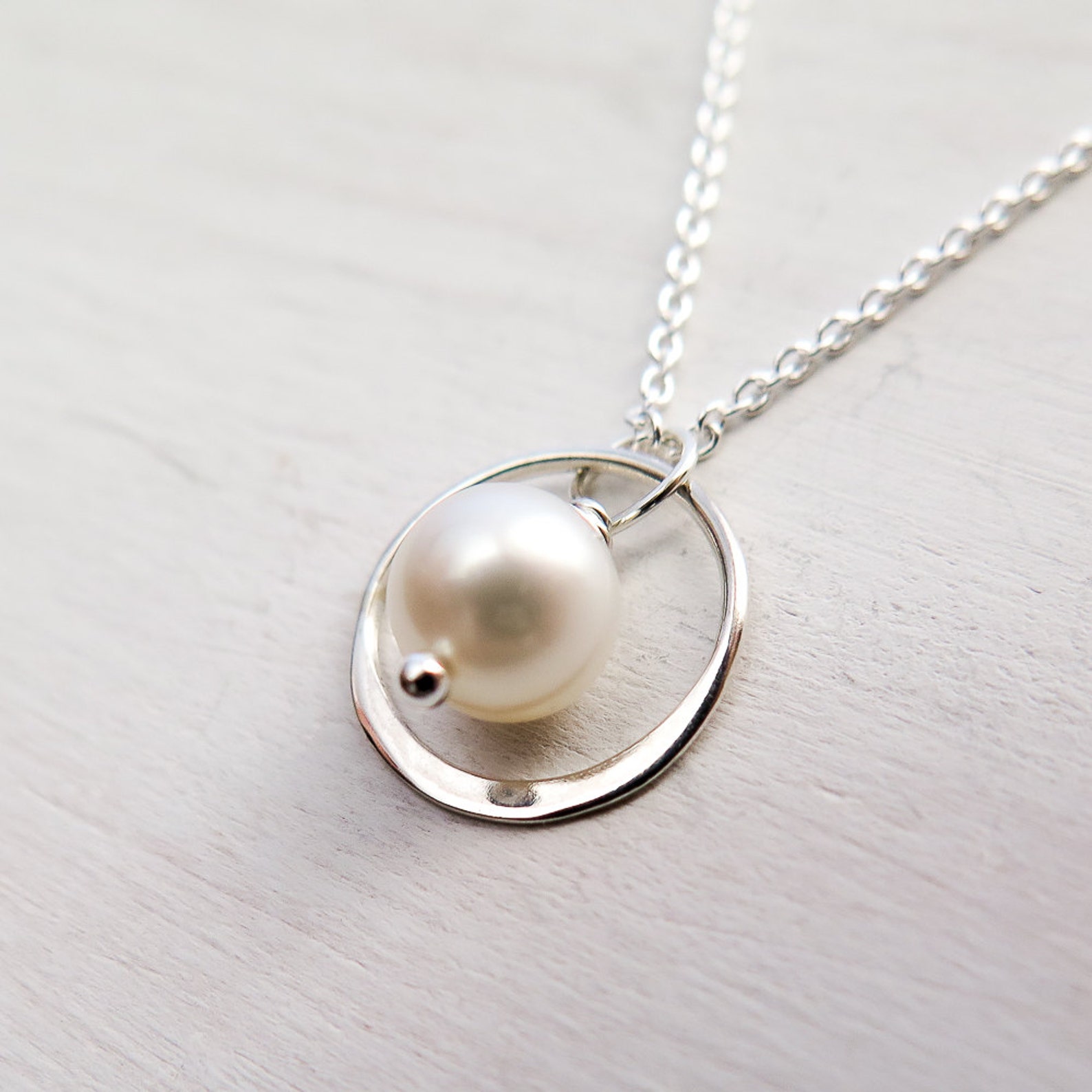 Circle Necklace Circle and Pearl Eternity Necklace Pearl - Etsy