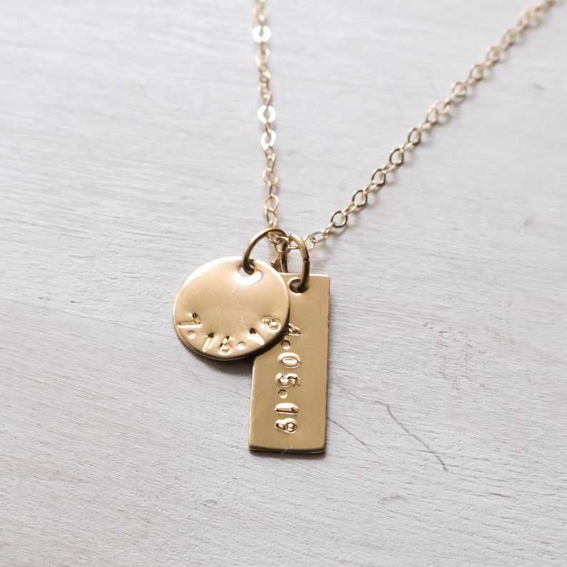 Custom Date Necklace Gold Filled Birthdate Charms | Etsy