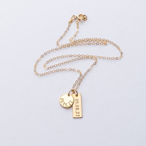 Custom Date Necklace, Gold Filled, Birthdate Charms, Personalized Gift ...