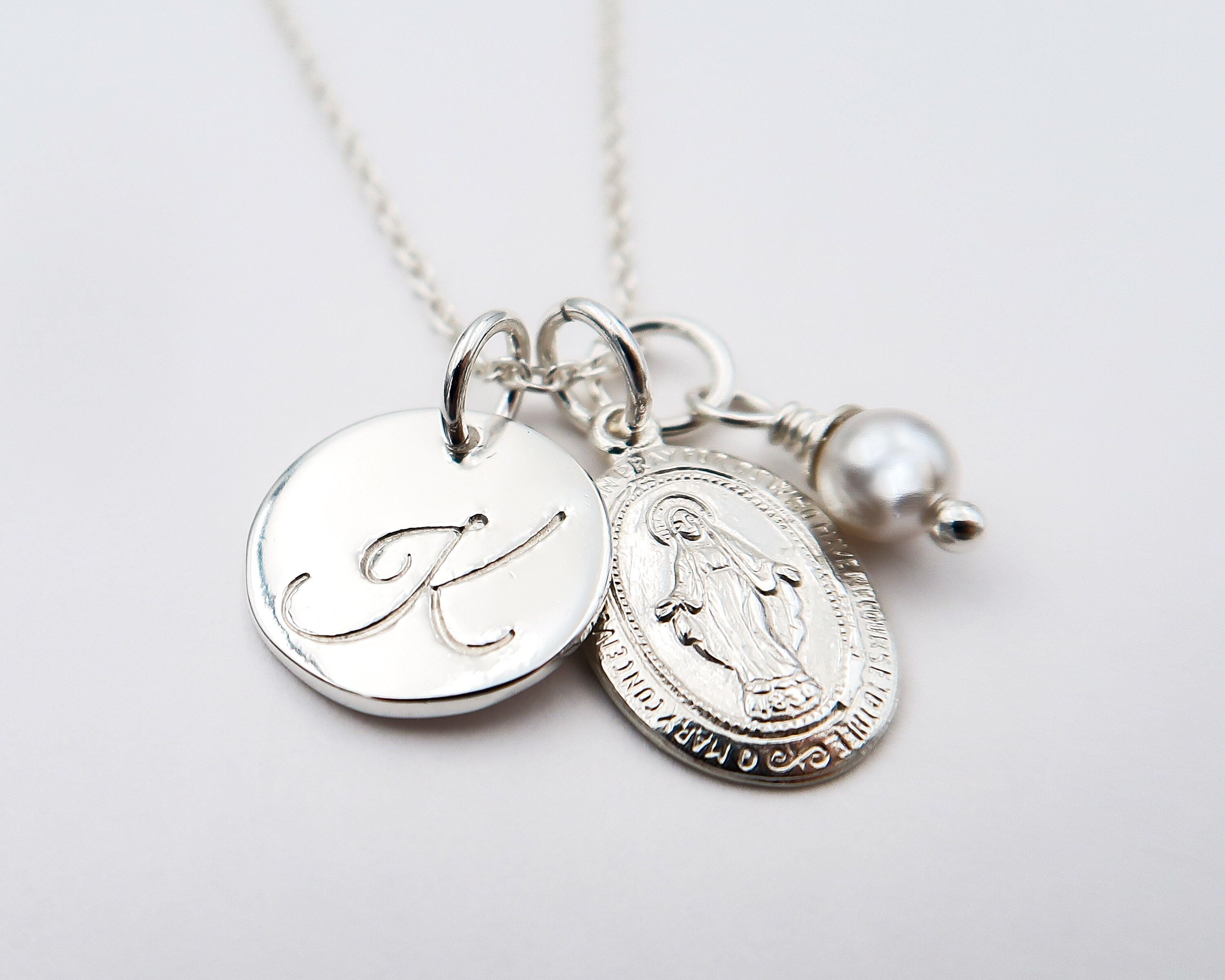 Miraculous Medal, First Communion Gift for Girl, Virgin Mary Necklace ...