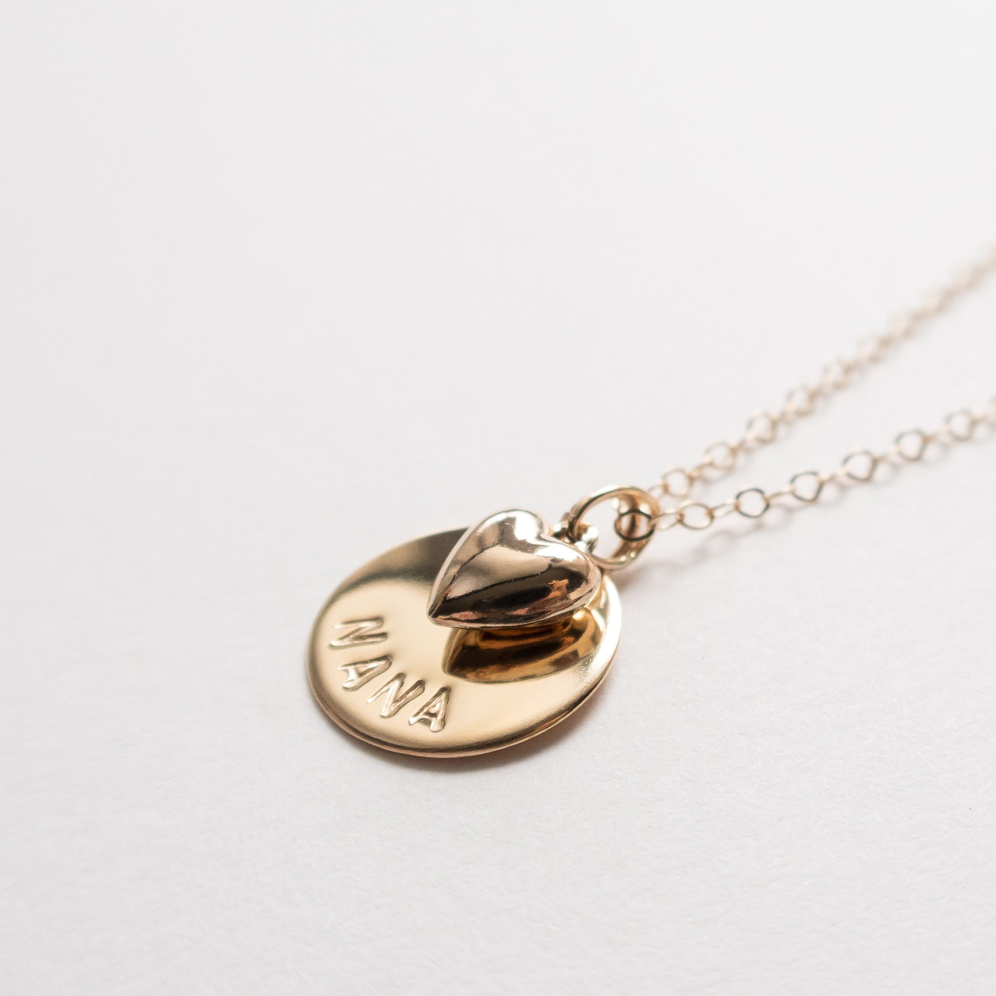 Nana Necklace, Gold Filled, Gift for Nana, Grandma Necklace with Heart ...