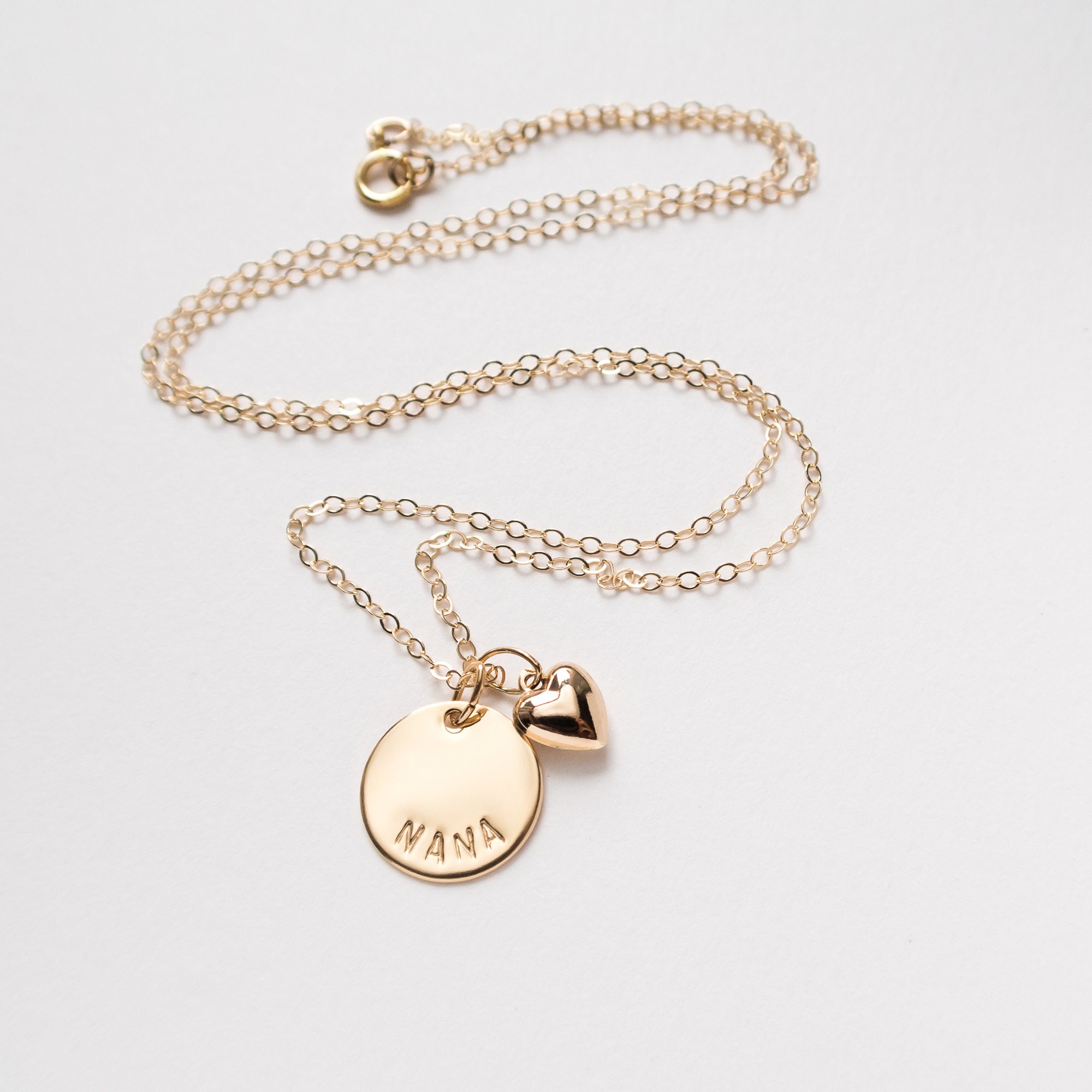 Nana Necklace, Gold Filled, Gift for Nana, Grandma Necklace with Heart ...
