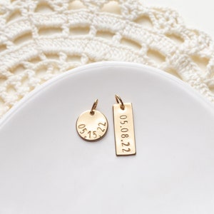 Gold Filled Custom Date Charm, Hand Stamped, Add On, Birthdate ...