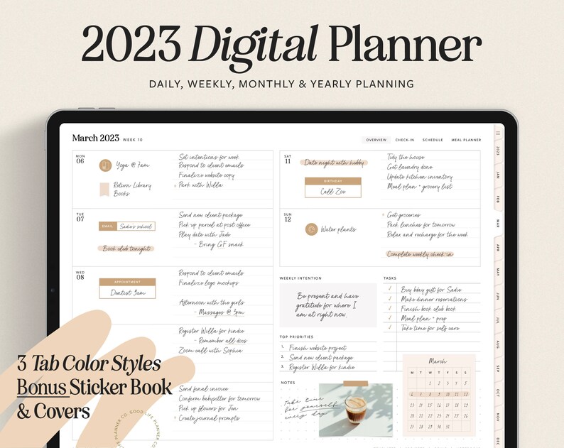 2023 Digital Planner Dated Goodnotes Notability iPad Planner Daily ...
