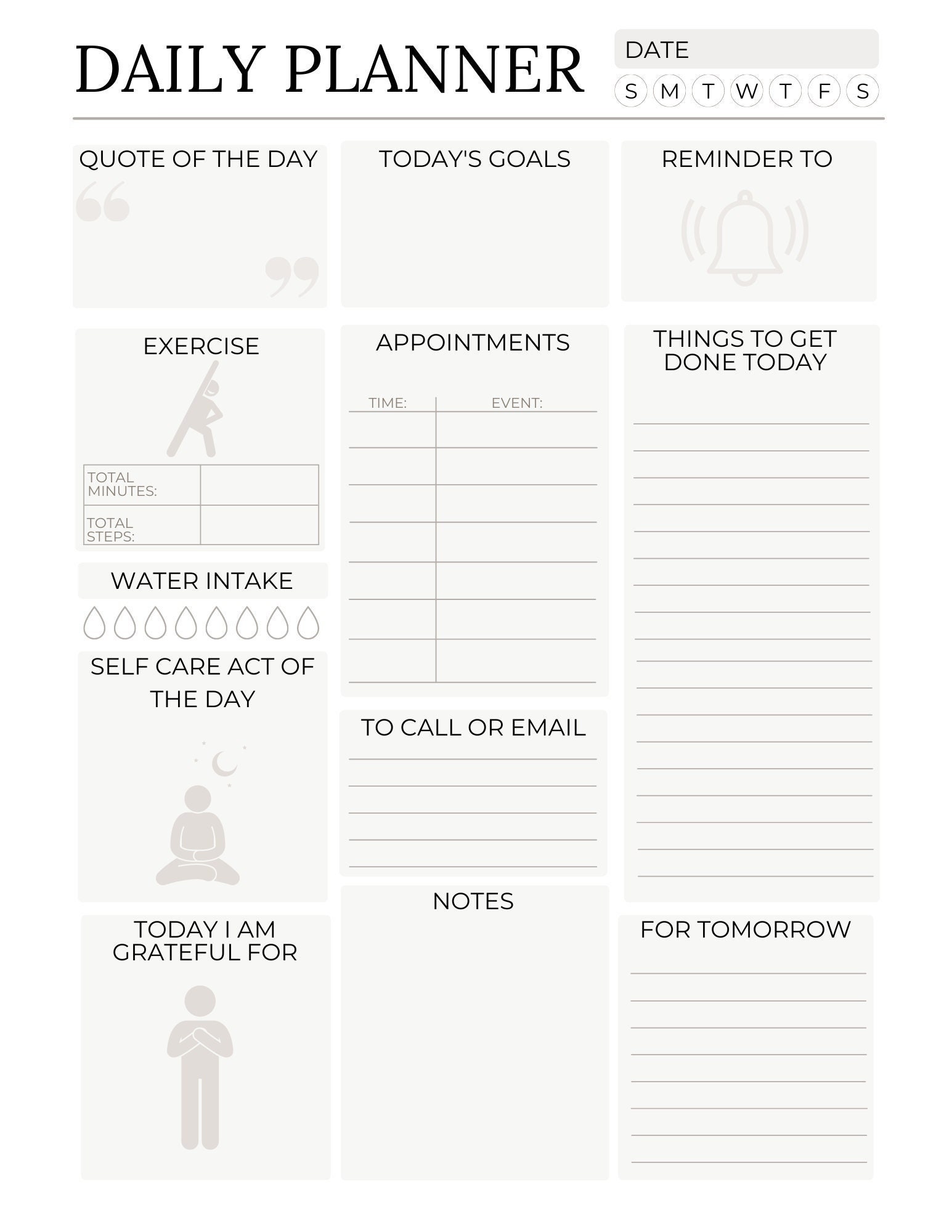 Self Care Printable Daily Planner Sheet - Etsy