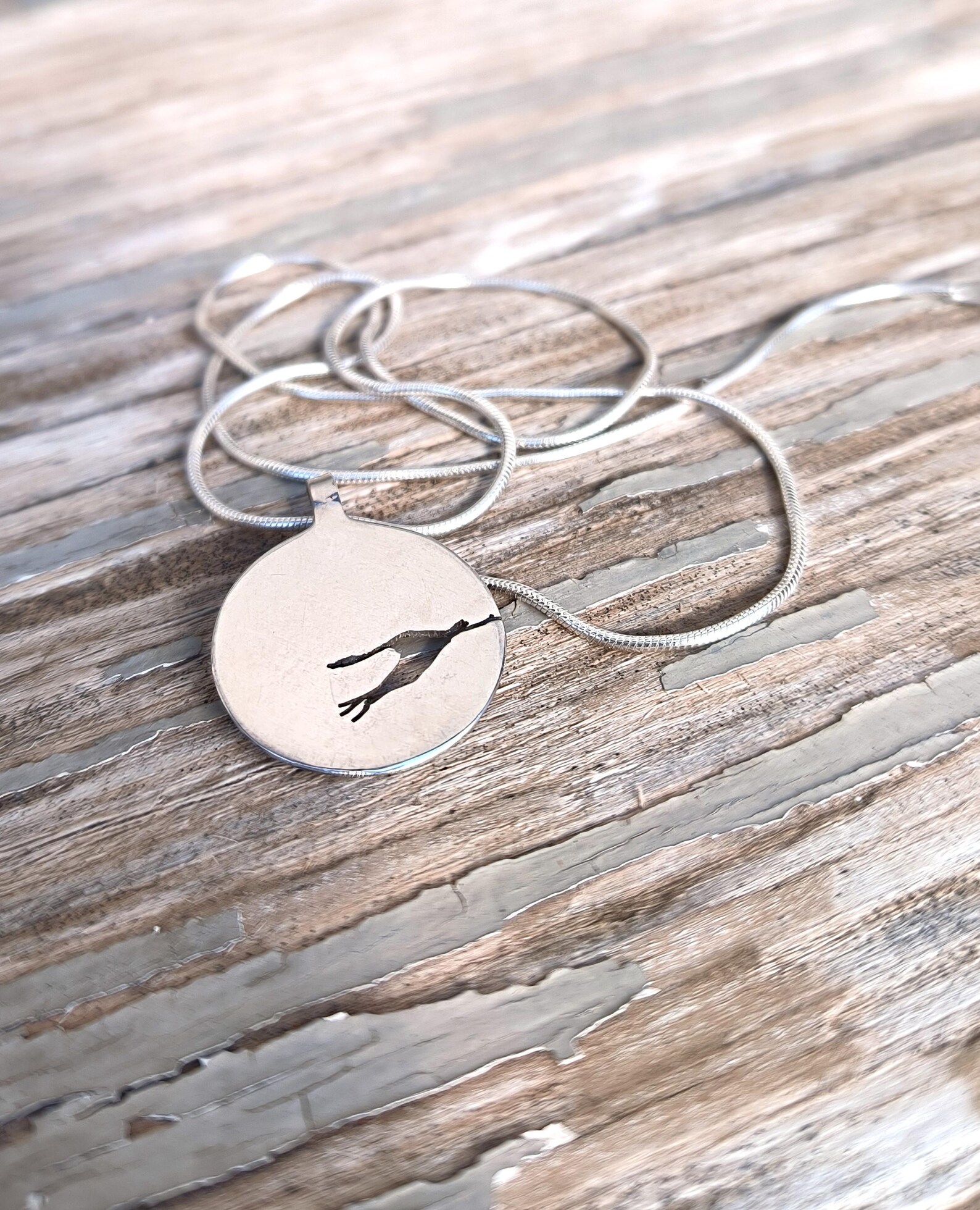 SA63* "flying Crane" - Silver Coin, Necklace of Silver 925, Handmade ...