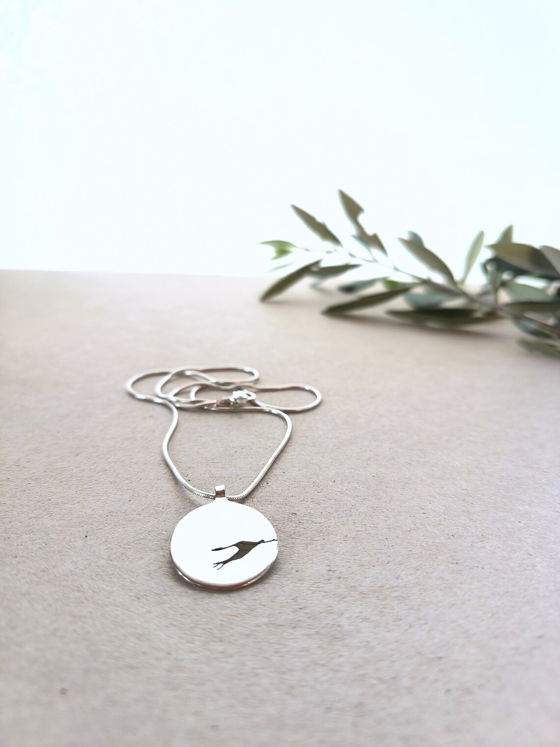 SA63* "flying Crane" - Silver Coin, Necklace of Silver 925, Handmade ...