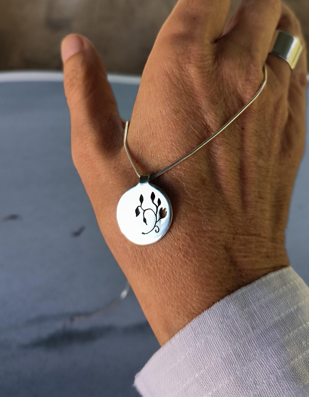 Sac39* "shy Rose" - Silver Coin Necklace - Etsy